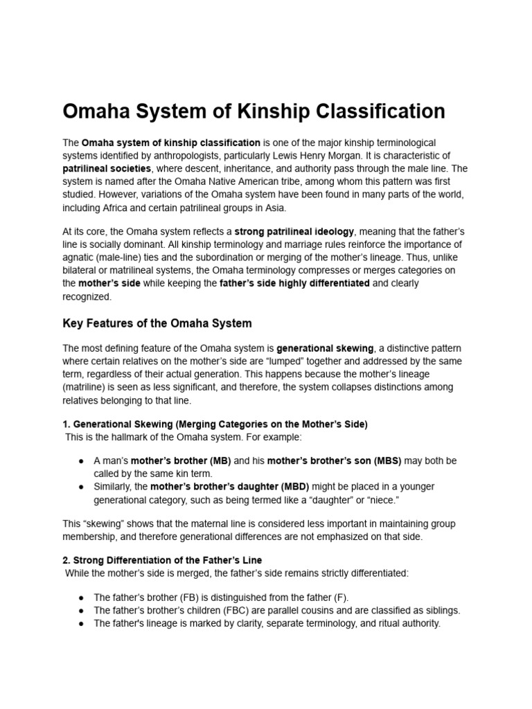 Omaha Kinship Classification Explained | PDF | Kinship | Kinship And ...