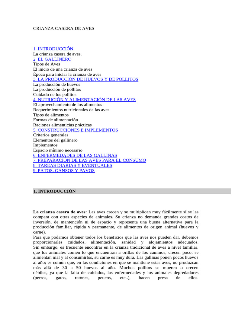 Guía de Crianza Casera de Aves | PDF | Pollo | La alimentación animal