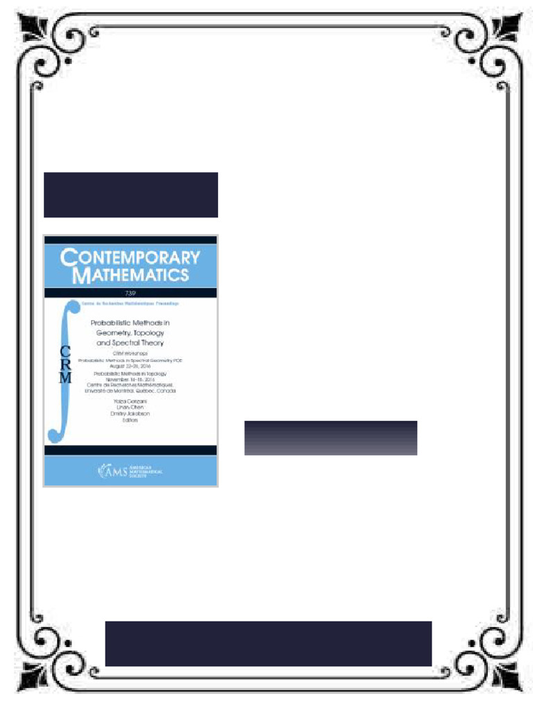 Probabilistic Methods in Geometry Topology and Spectral Theory 1st ...