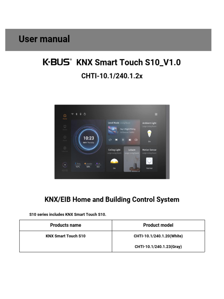 KNX Smart Touch S10 User Manual | PDF | Computer Engineering ...