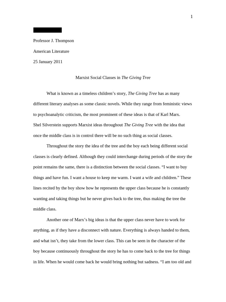 Marxist Analysis of The Giving Tree | PDF | Marxism