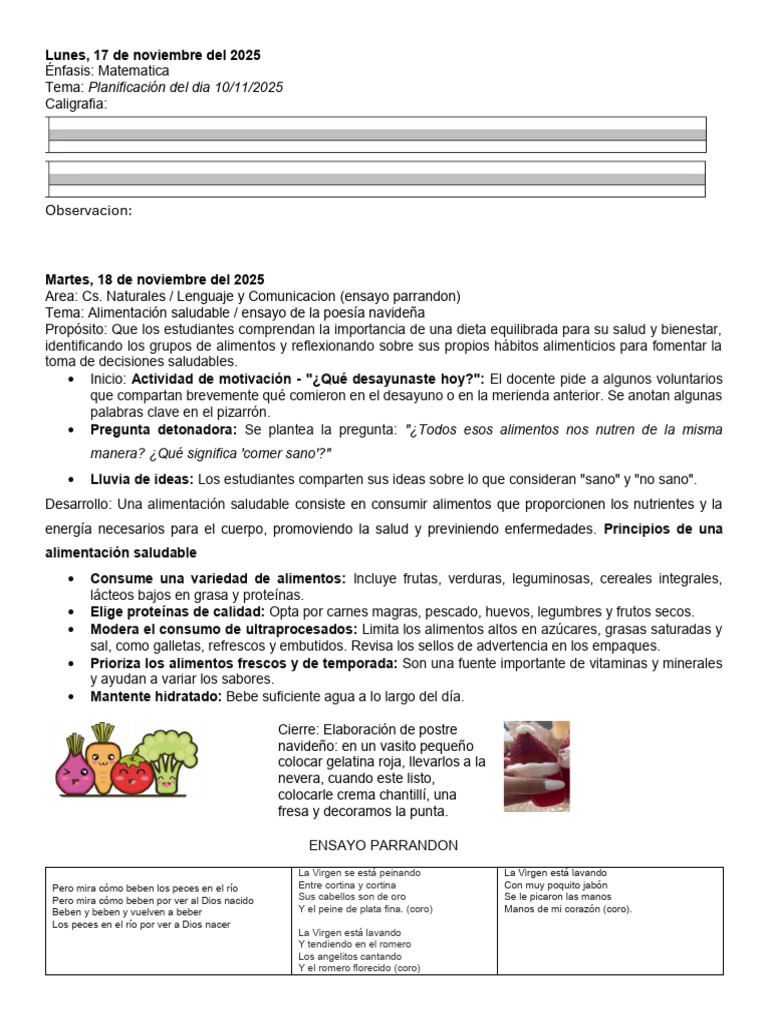 Planificacion Oct17 Al Oct 121 (1) | PDF | Dieta saludable | Alimentos