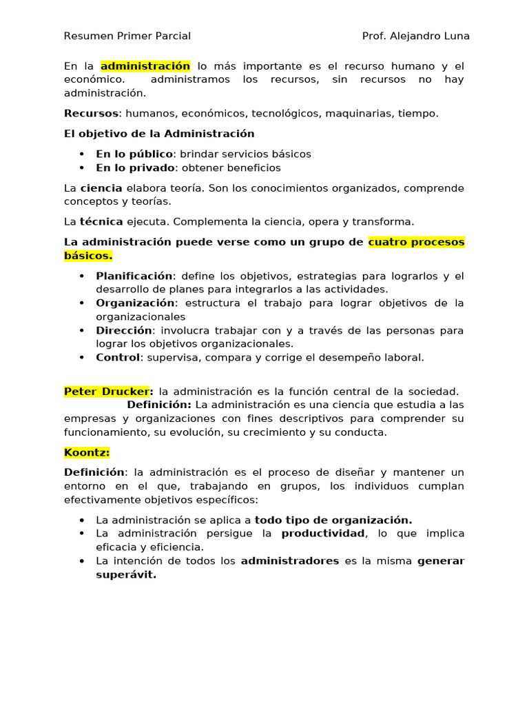 resumen 1er parcial admin I | PDF | Gestión de recursos humanos | Business