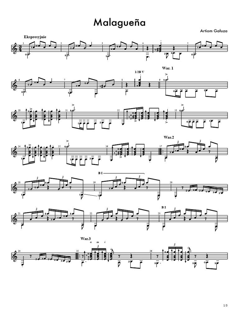 Malagueña - Artiom Galuza | for guitar | PDF