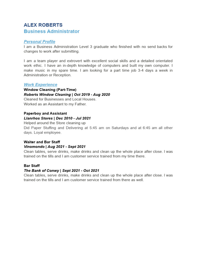 Alex Roberts Cv (6) | PDF