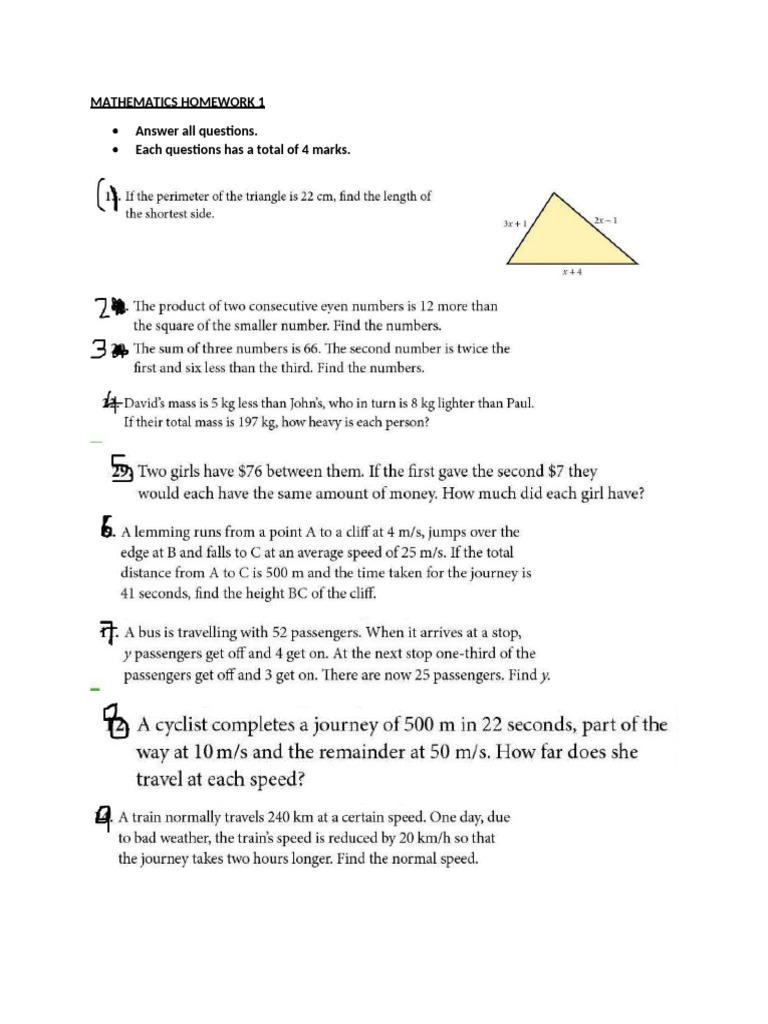 Mathematics Homework 1 | PDF