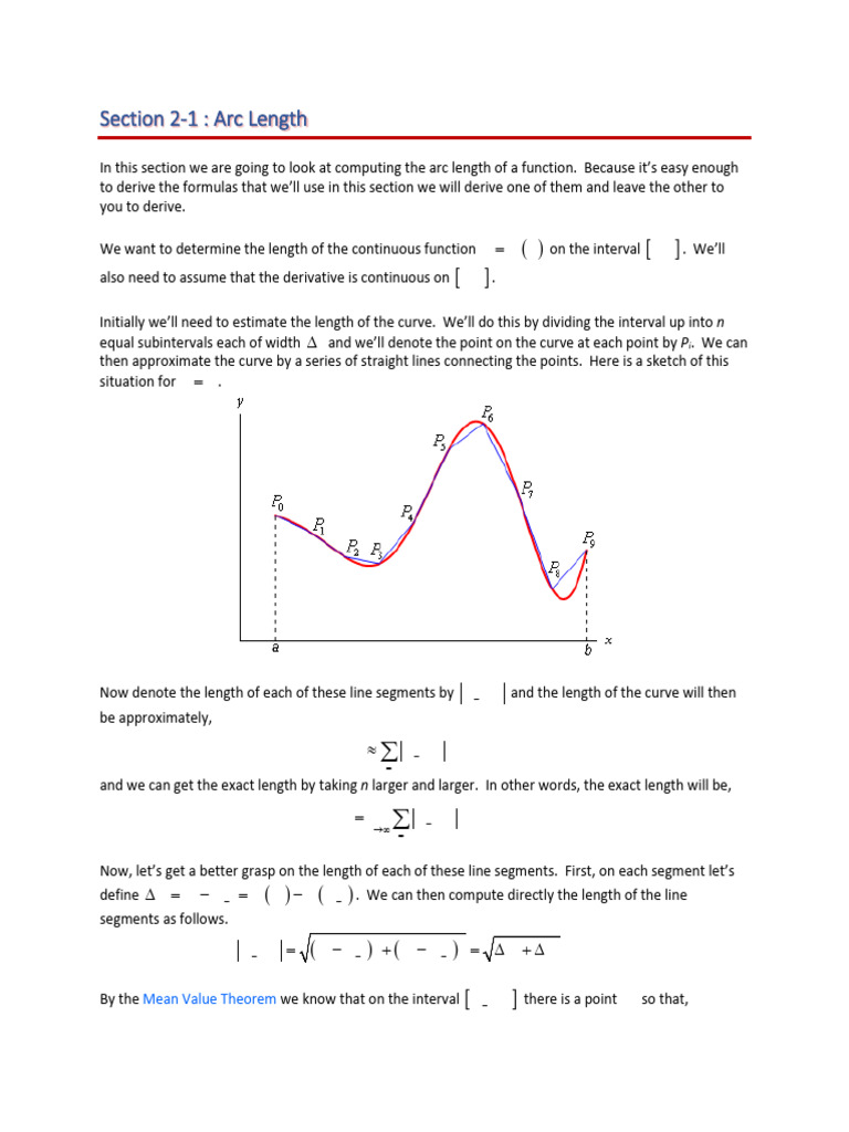 Arc Length Problems | PDF | Curve | Circle