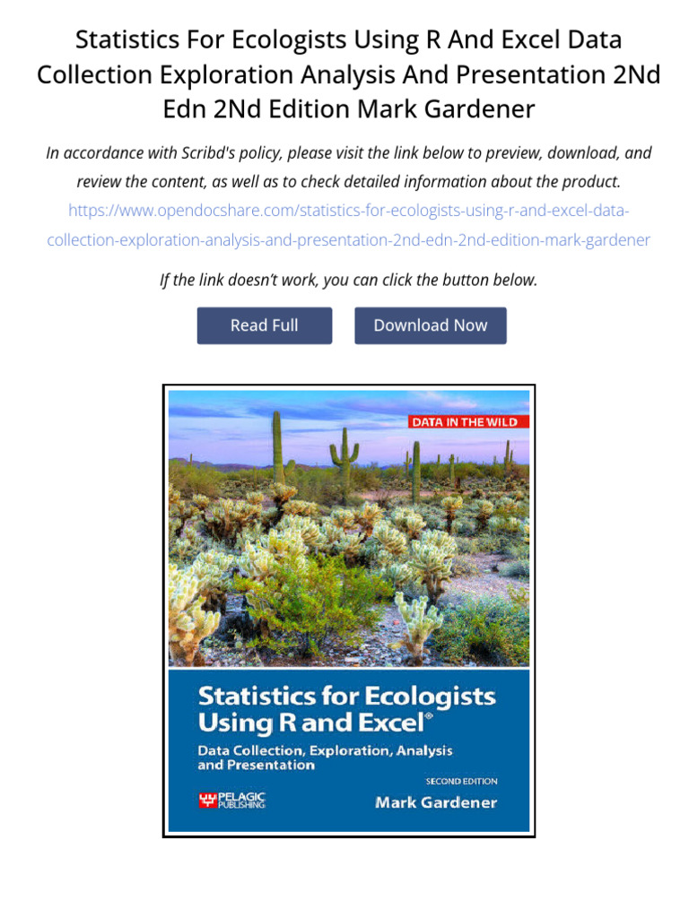 Statistics for Ecologists Using R and Excel Data Collection Exploration ...