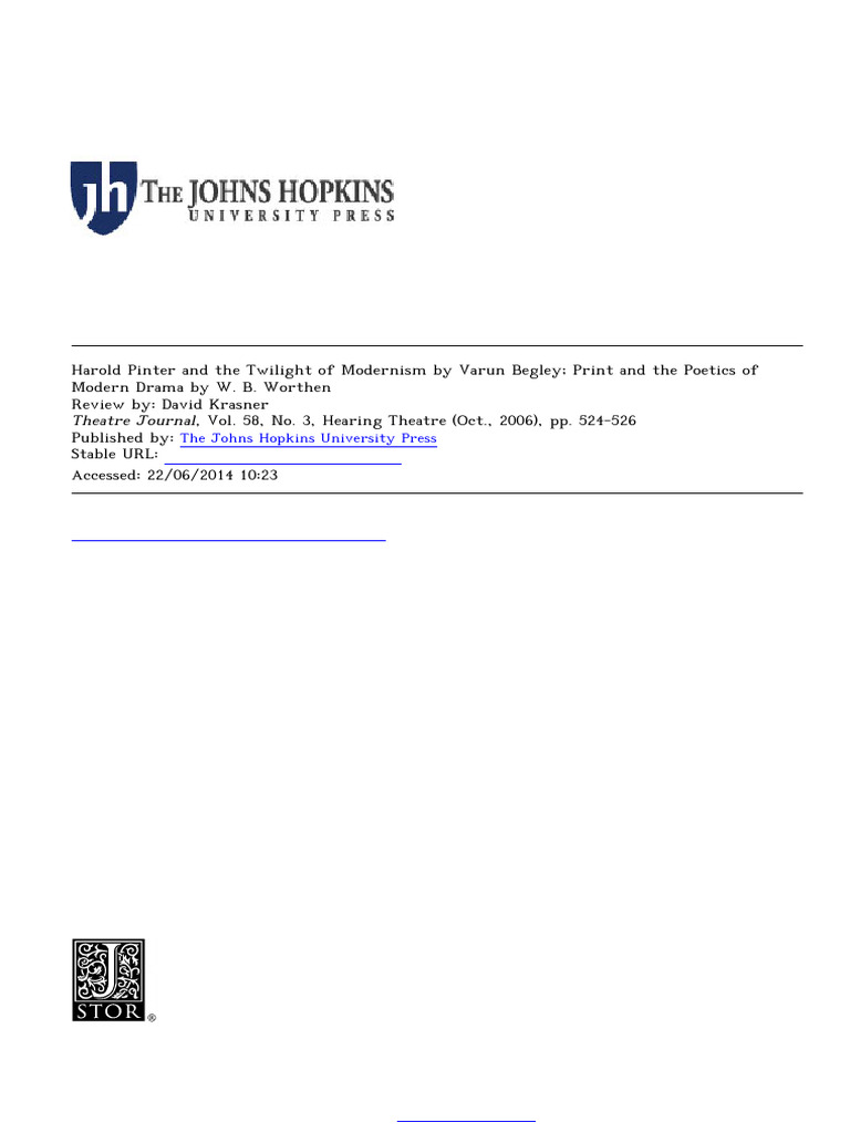 [Theatre Journal 2006-oct vol. 58 iss. 3] Review by_ David Krasner ...