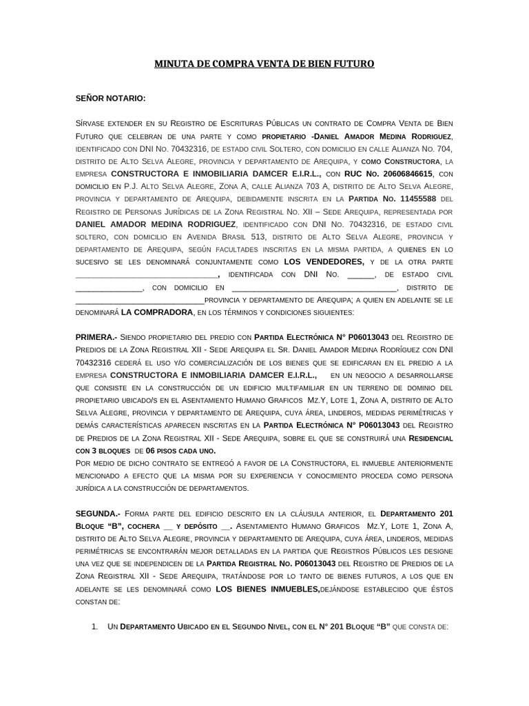 COMPRAVENTA BIEN FUTURO ATLANTIDA (201 TORRE B) | PDF | Derecho Civil ...