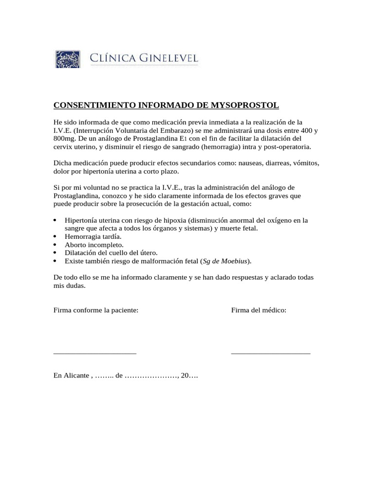 Ginelevel Consentimiento Cytotec | PDF