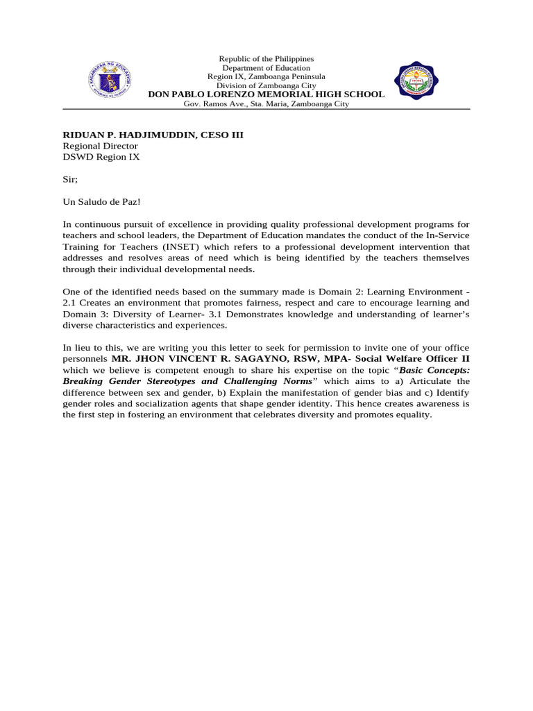 Communication Letter for Person | PDF