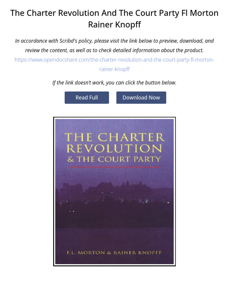 The Charter Revolution And The Court Party Fl Morton Rainer Knopff ...