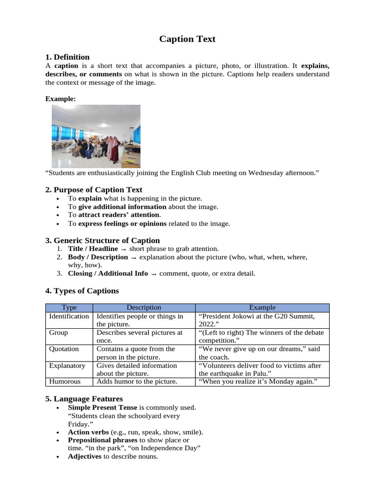 Understanding Caption Texts and Structures | PDF | Linguistics | Grammar