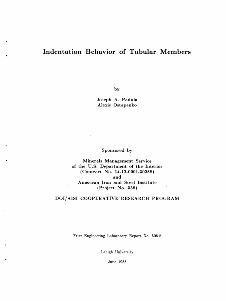 Tubular Members Indentation Behavior Analysis | PDF | Deformation ...