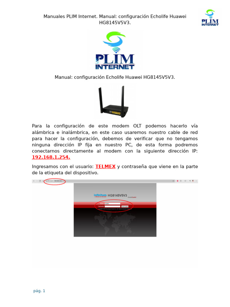 Manual Router Huawei Echolife Eg 8141v5v3 | PDF