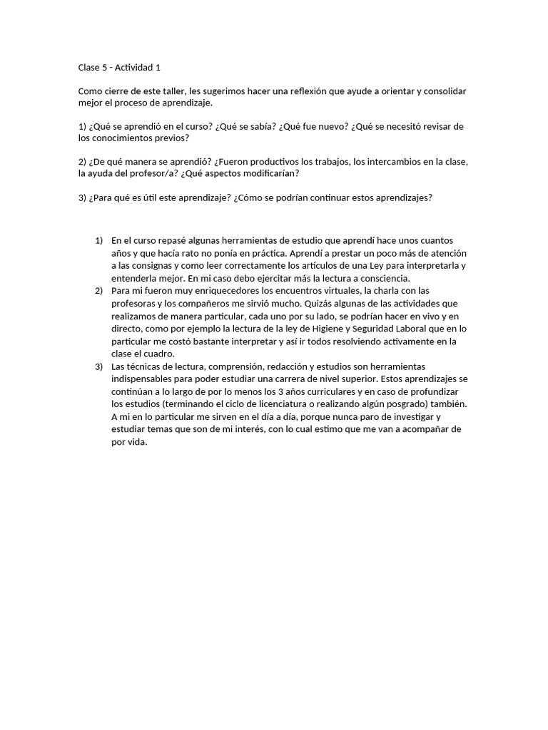 Actividad Cierre de Taller HYS | PDF