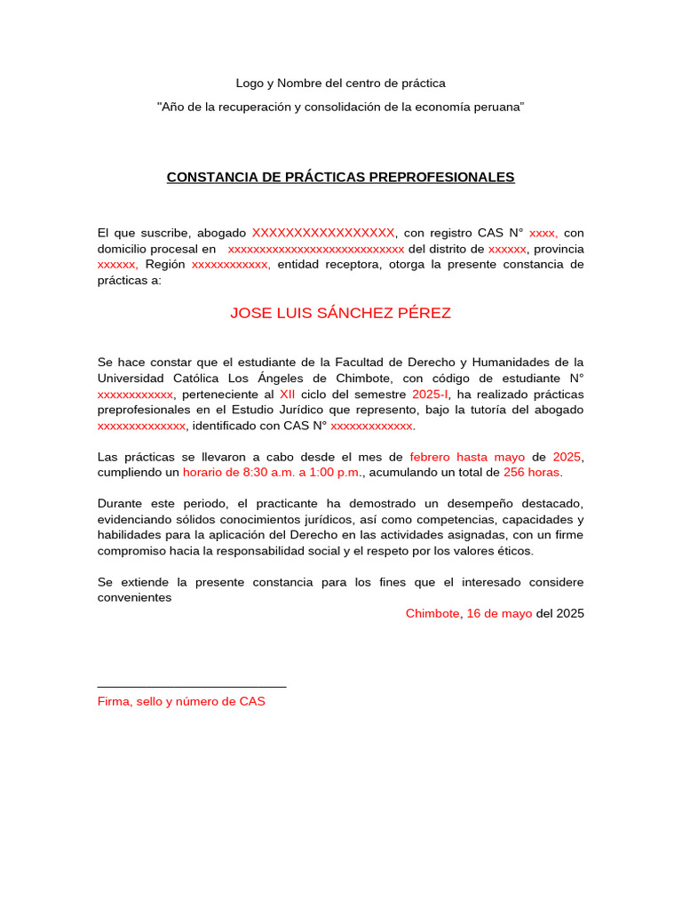 Modelo de Constancia de Practica- Plan 19 (1) | PDF