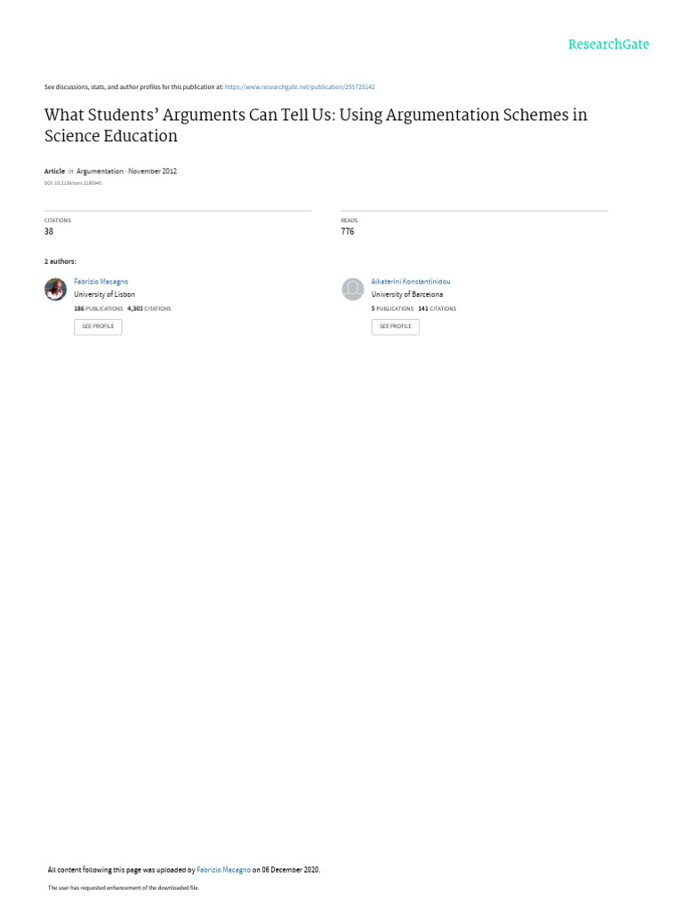 MaCagNo KonstantiniDou What Students’ Arguments Can Tell Us: Using ...