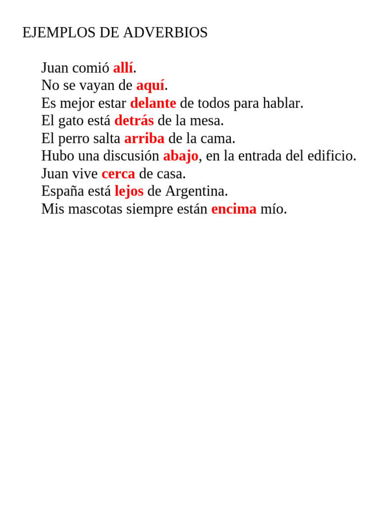 Ejemplos de Adverbios | PDF