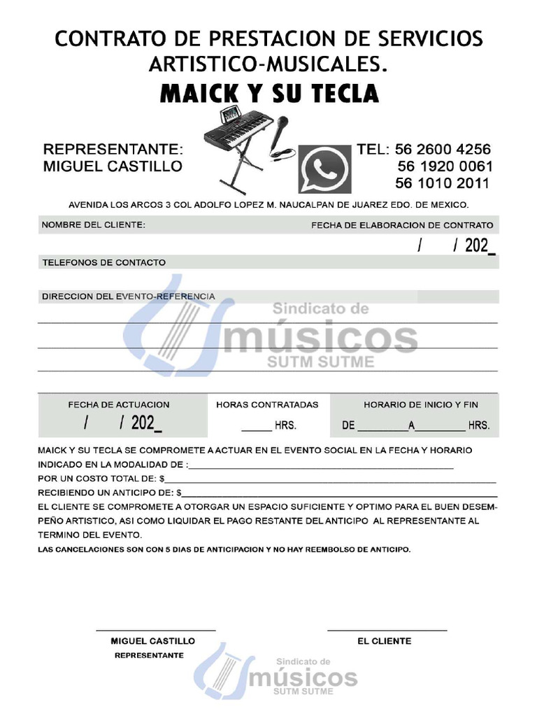 Contrato Maick y Su Tecla | PDF