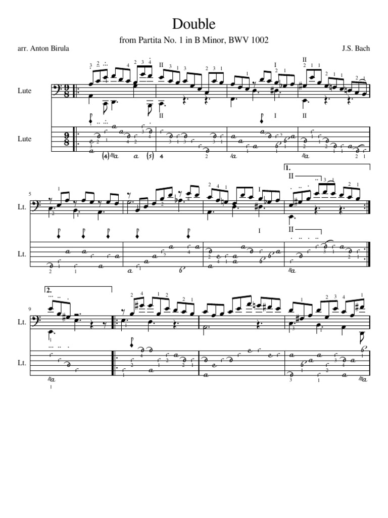 Double From Partita No 1 BWV 1002 by Bach Schumann For Violin and Piano ...