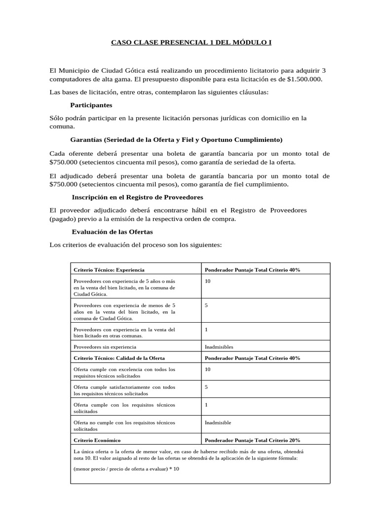 Caso Clase Presencial 1 Del Módulo 1 Final 2023 Fn | PDF