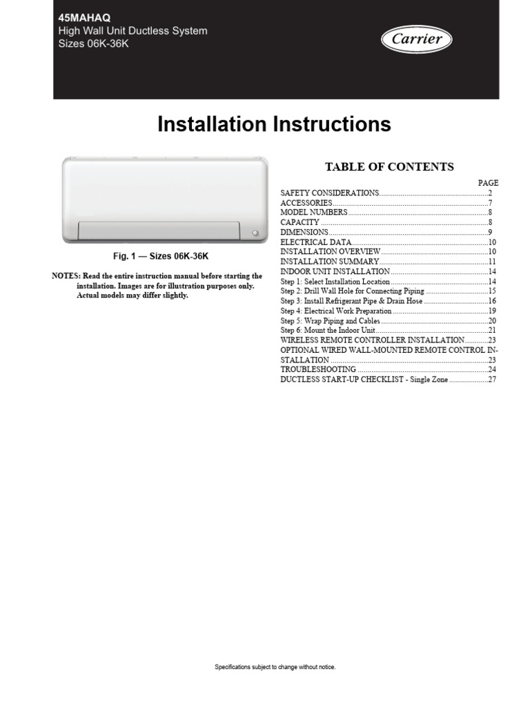 Carrier - IDU IOM | PDF | Leak | Electrical Wiring