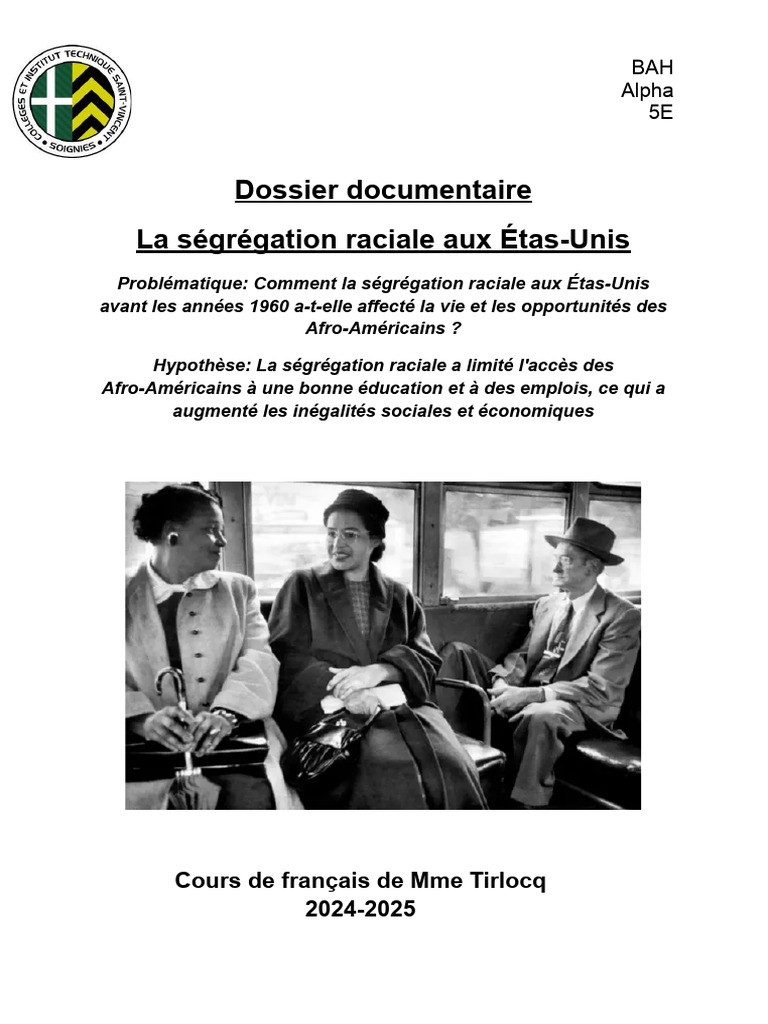 Impact de la ségrégation raciale aux USA | PDF | Ségrégation raciale ...