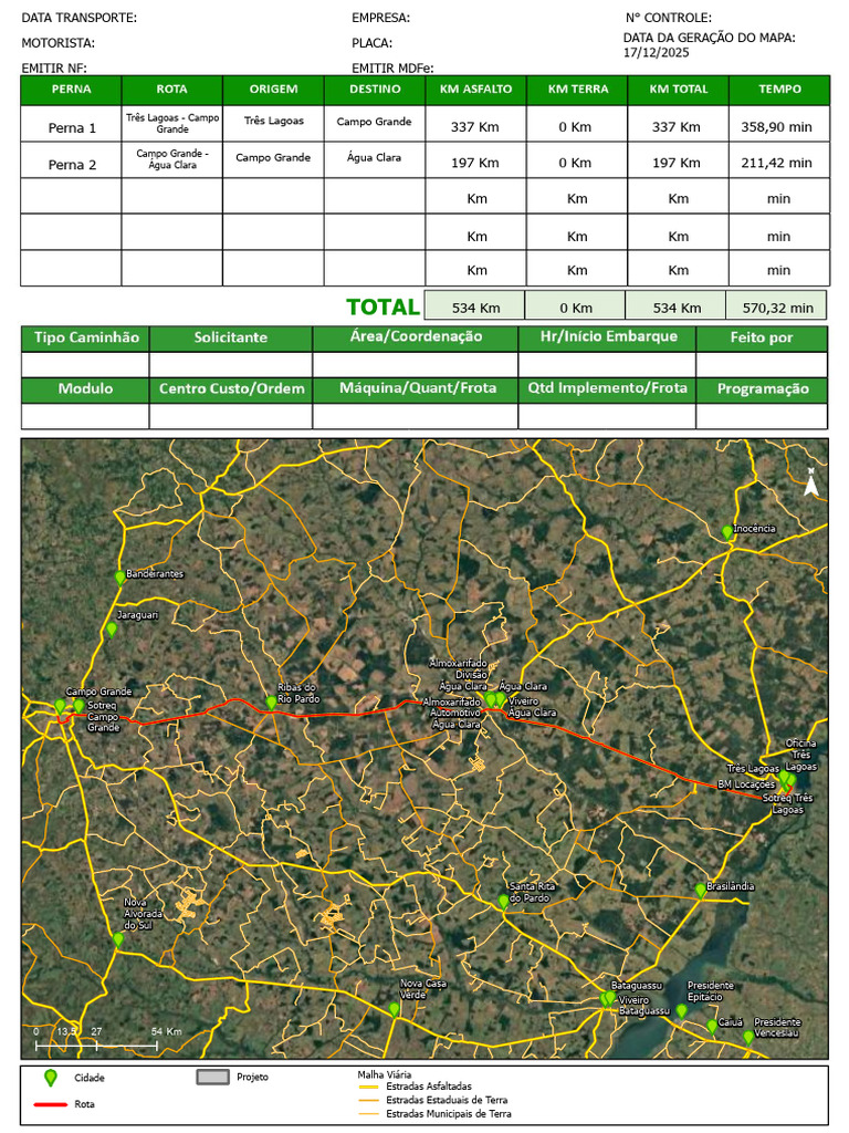 BM 18 12 , N° 2121 TRES LAGOAS X OFICINA NOG MAQ TL X OFICINA SOTREQ CG ...