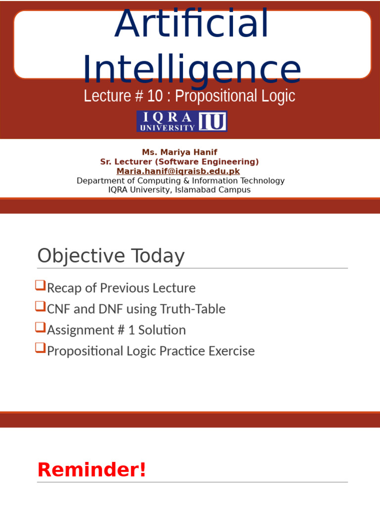 Lecture # 10 (AI) | PDF | Mathematics | Semantics