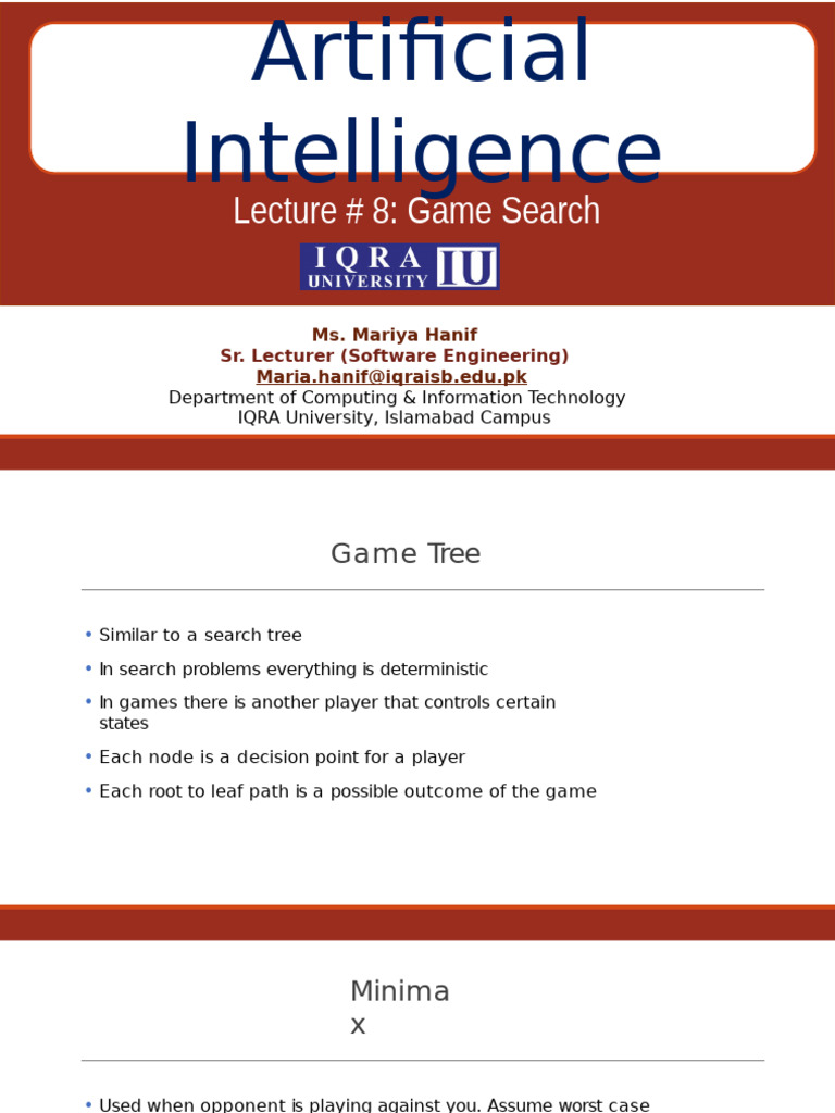 Game Search Algorithms in AI | PDF