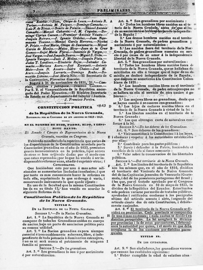 CONSTIT 1843-1886 COLOMBIA | PDF | Gobierno | Ciencias Políticas
