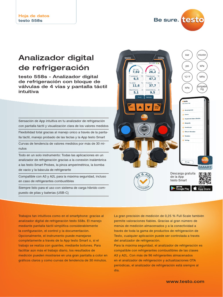 Analizador de Refrigeración Testo 558s | PDF | Aplicación movil ...