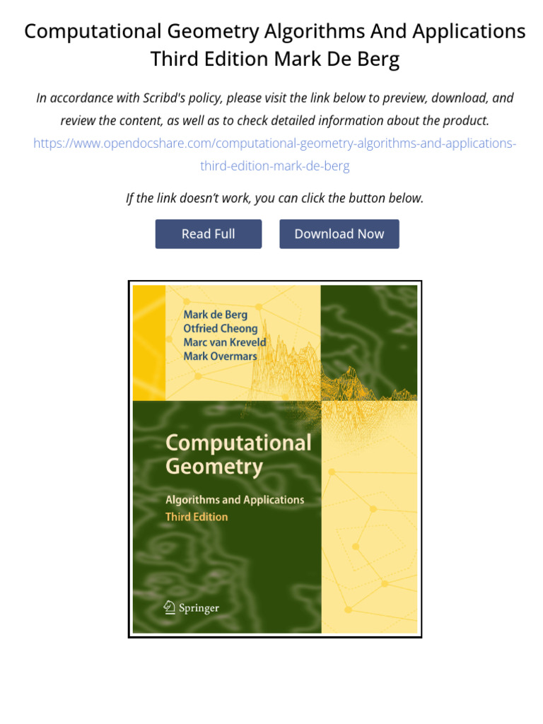 Computational Geometry Algorithms And Applications Third Edition Mark De Berg | PDF | Geometry ...
