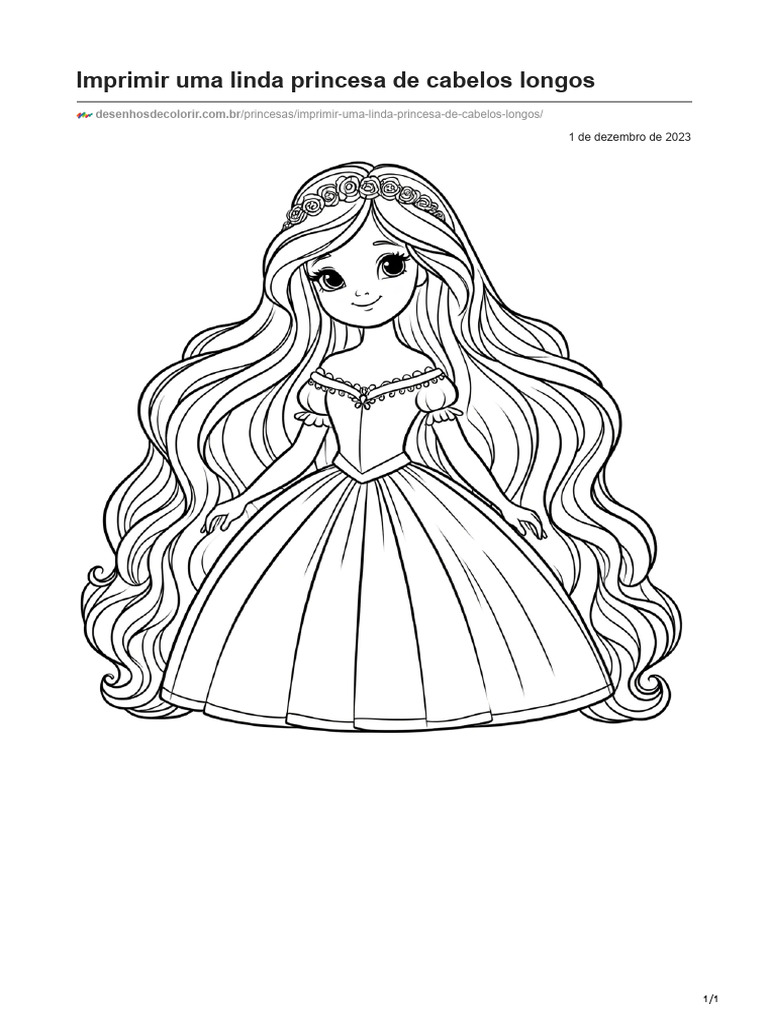 Desenhosdecolorir.com.Br-Imprimir Uma Linda Princesa de Cabelos Longos ...