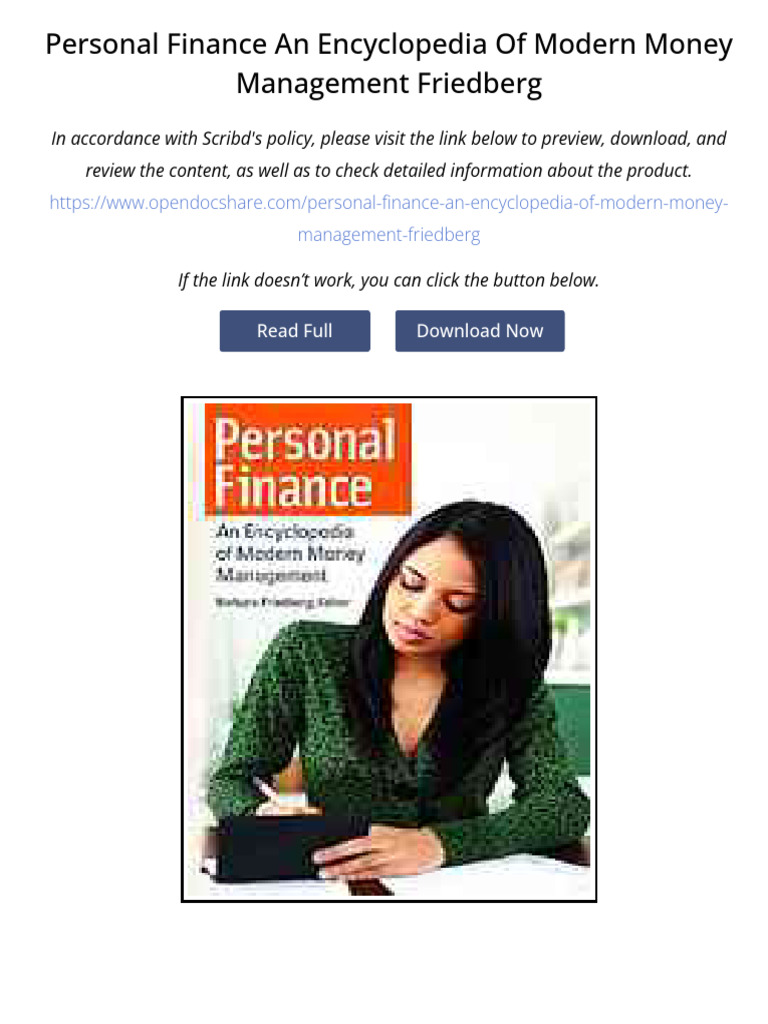 Personal finance an encyclopedia of modern money management Friedberg ...