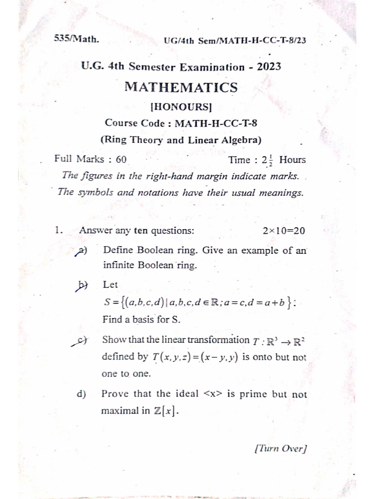 4th Sem Questions | PDF