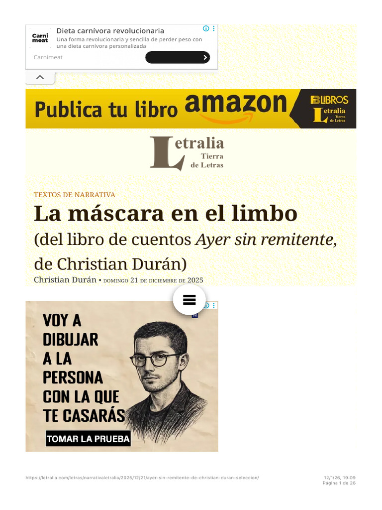 La máscara en el limbo, de Christian Durán | PDF