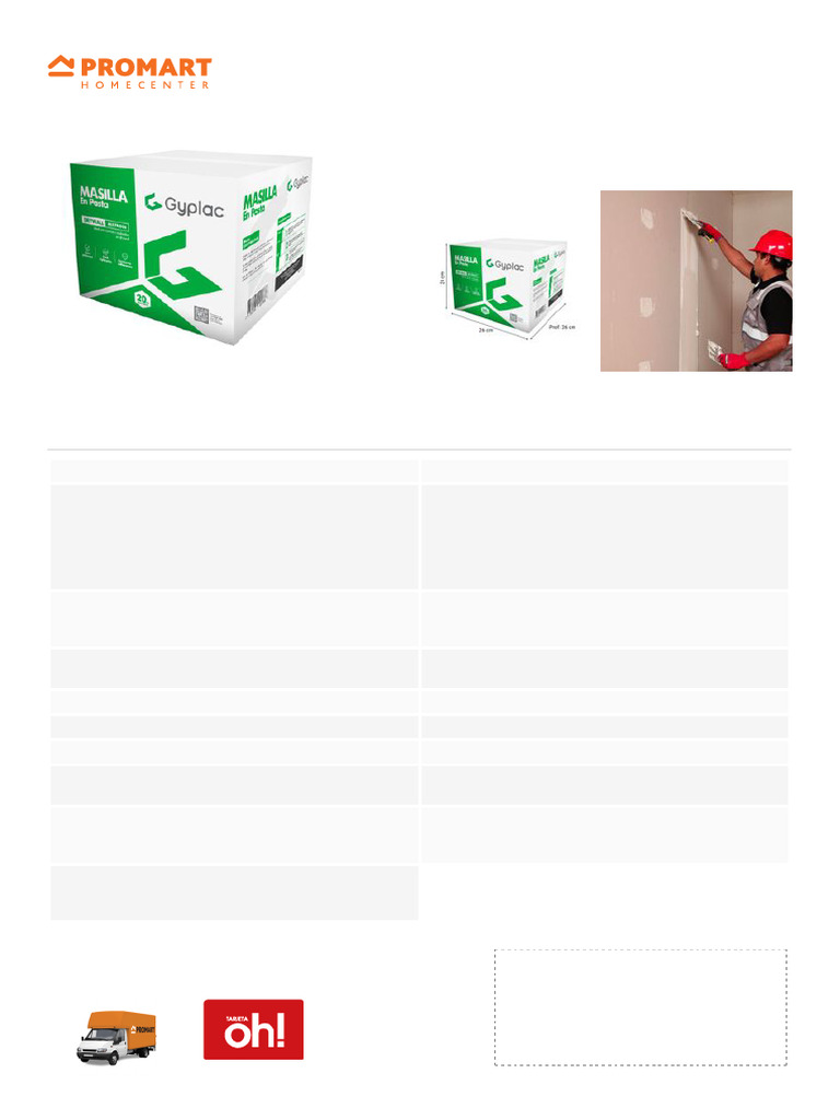 Masilla para Drywall Gyplac 20 kg | PDF