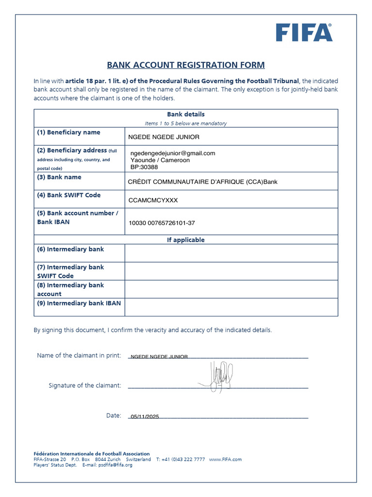 Bank Account Registration Form_FT_EN (1) | PDF