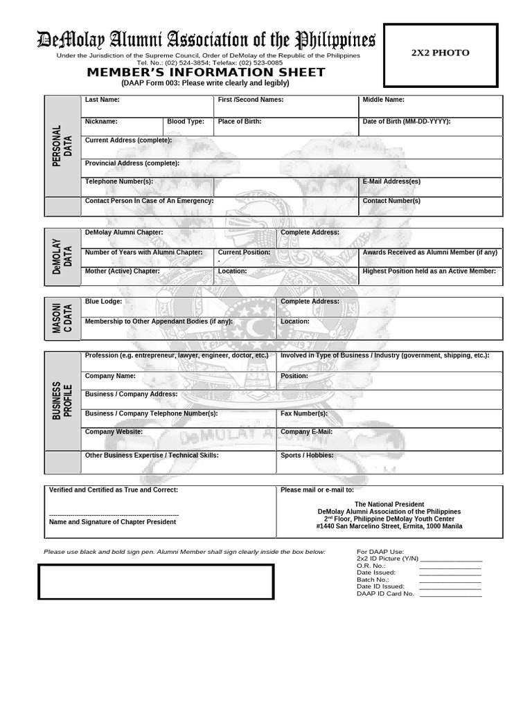 DAAP Member Form | PDF