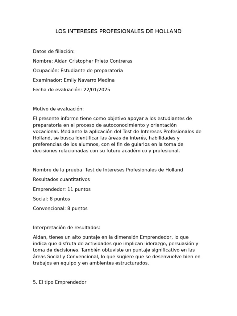 Intereses Profesionales según Holland | PDF | Creatividad | Comportamiento