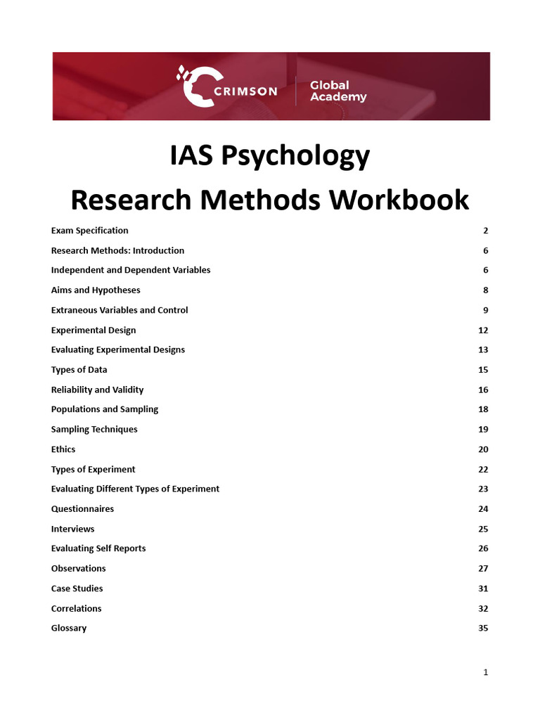 Research Methods Work Book | PDF | Self Report Study | Experiment