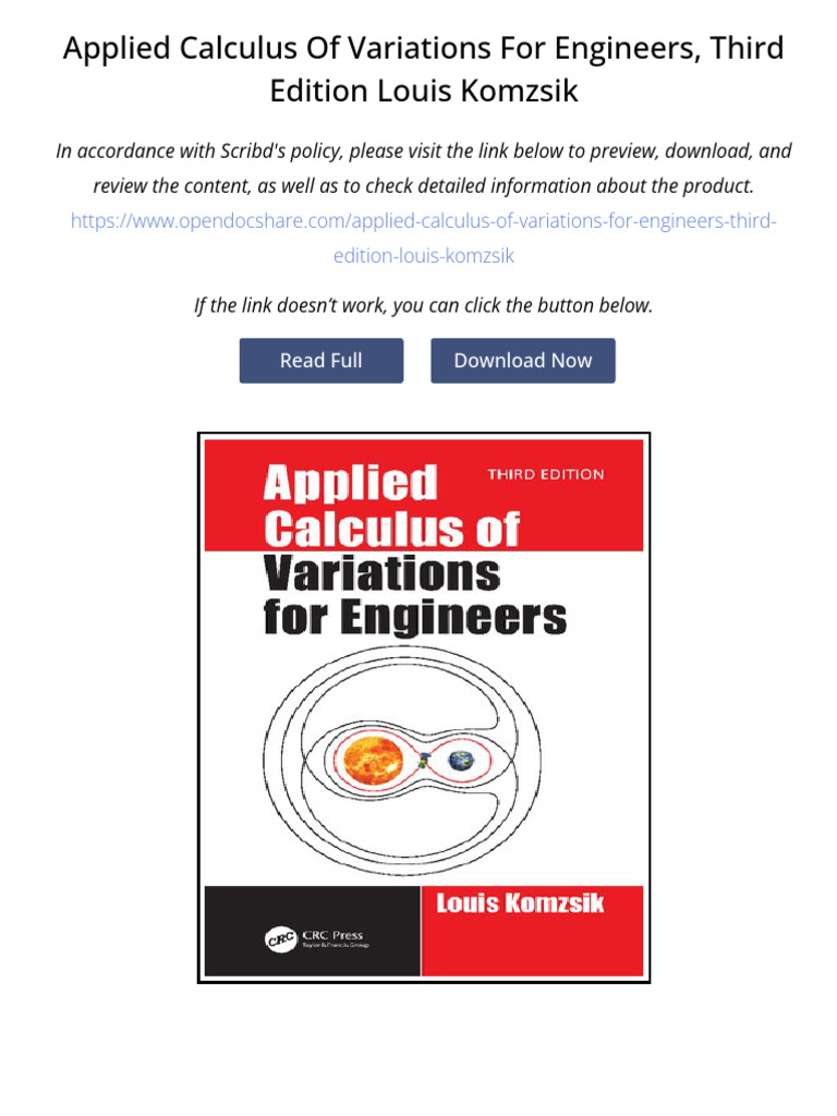 Applied Calculus of Variations for Engineers, Third edition Louis ...
