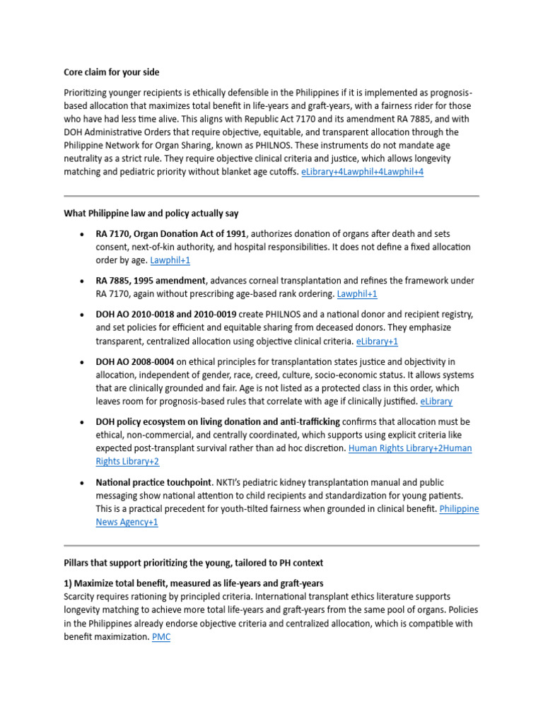 Debate Script | PDF | Organ Donation | Organ Transplantation