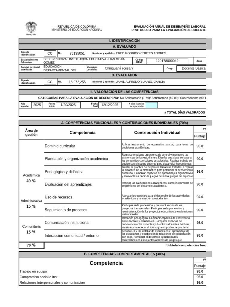 Evaluación de Desempeño Docente 2025 | PDF | Evaluación | Maestros