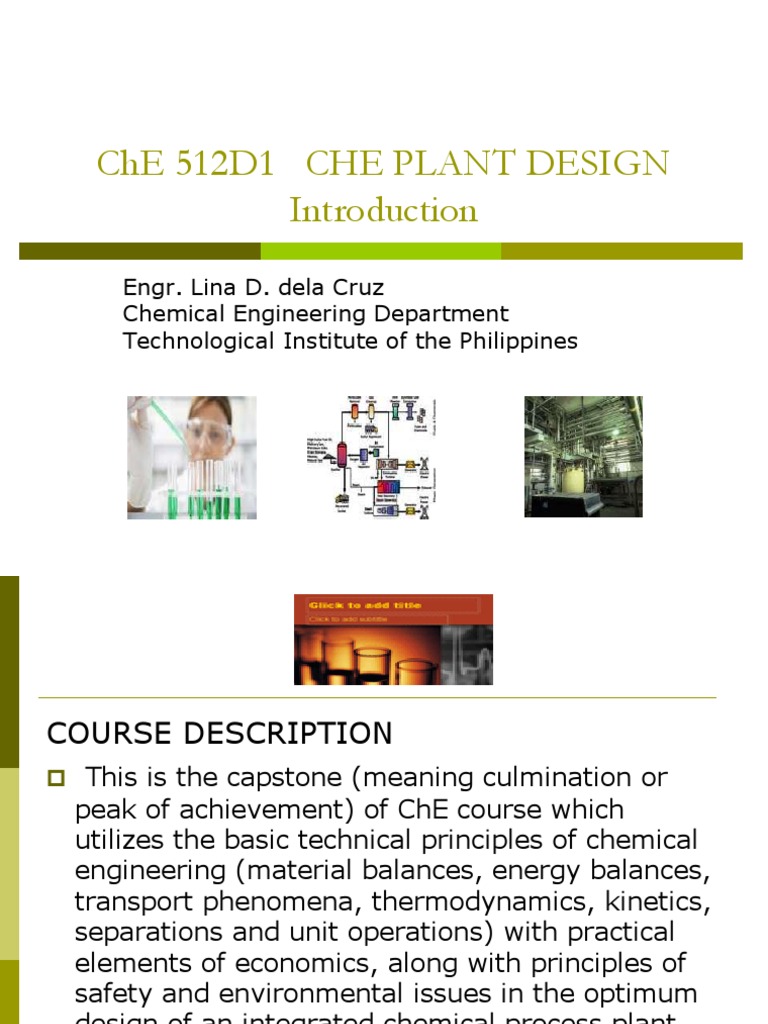 Plant Design | PDF | Chemical Engineering | Engineering