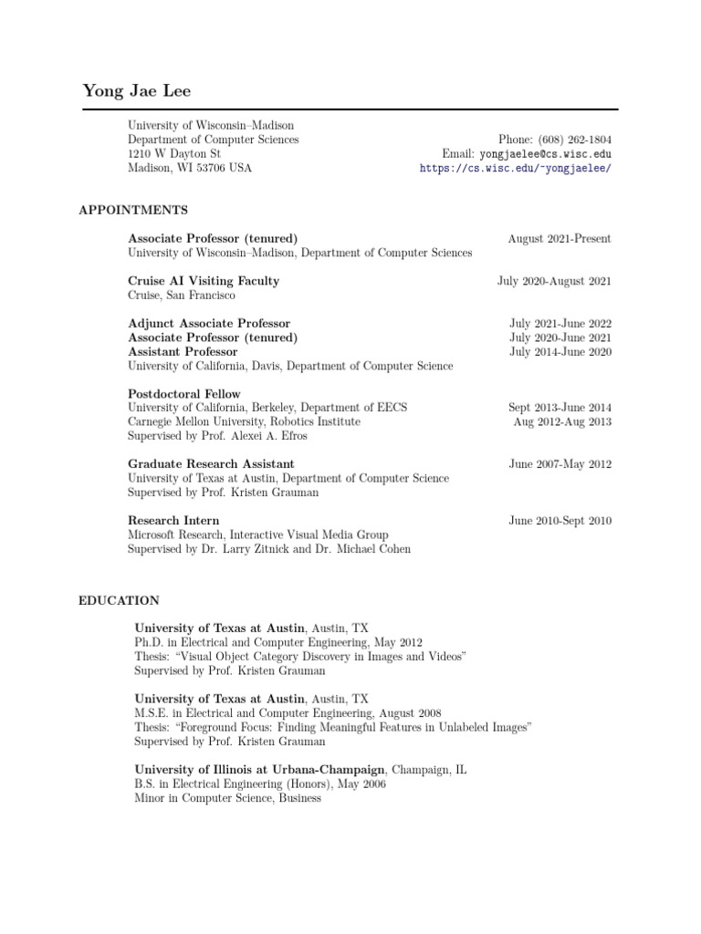 Yongjaelee Cv | PDF | Computer Vision | Pattern Recognition