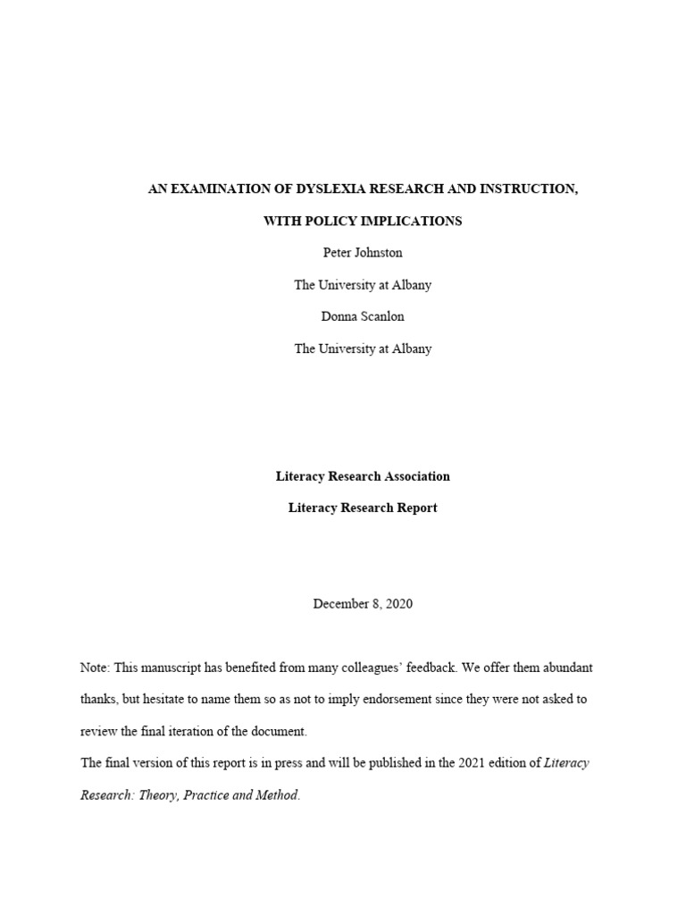 Dyslexia-Research-Report-final-updated-7-9-21 | PDF | Dyslexia | Phonics